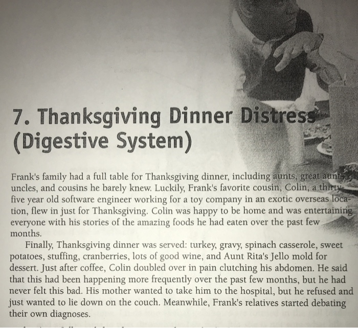 Solved 7. Thanksgiving Dinner Distres (Digestive System) | Chegg.com