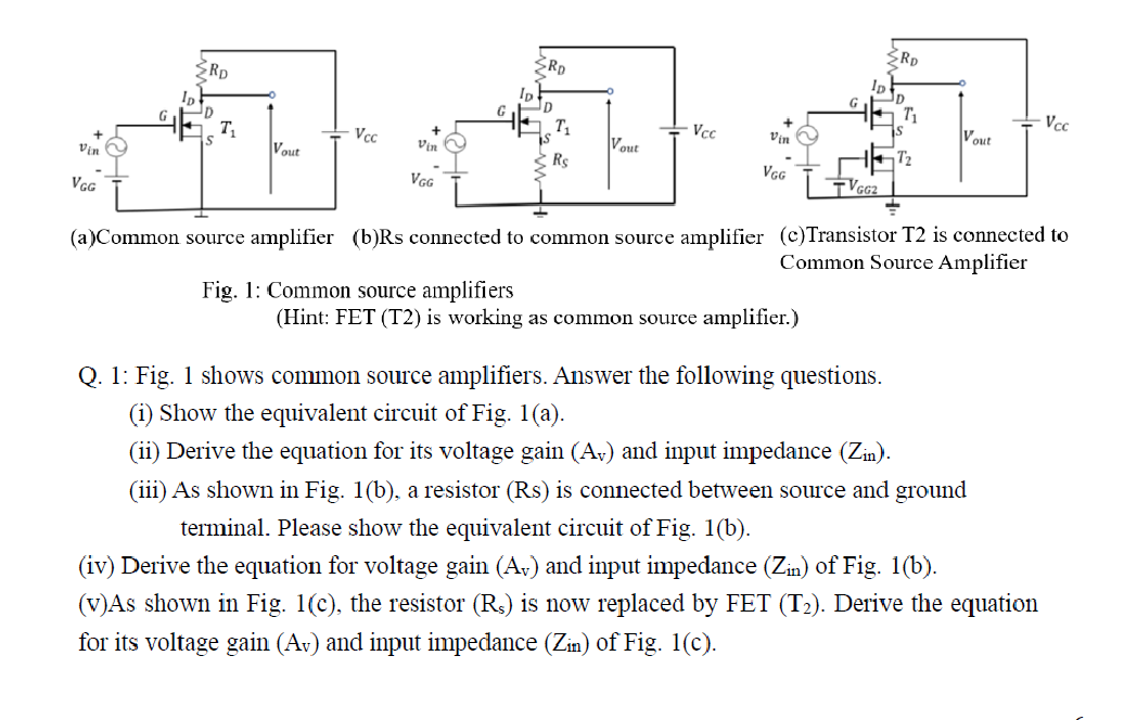 Solved (a)Common ﻿source amplifier(b) Rs ﻿connected to | Chegg.com