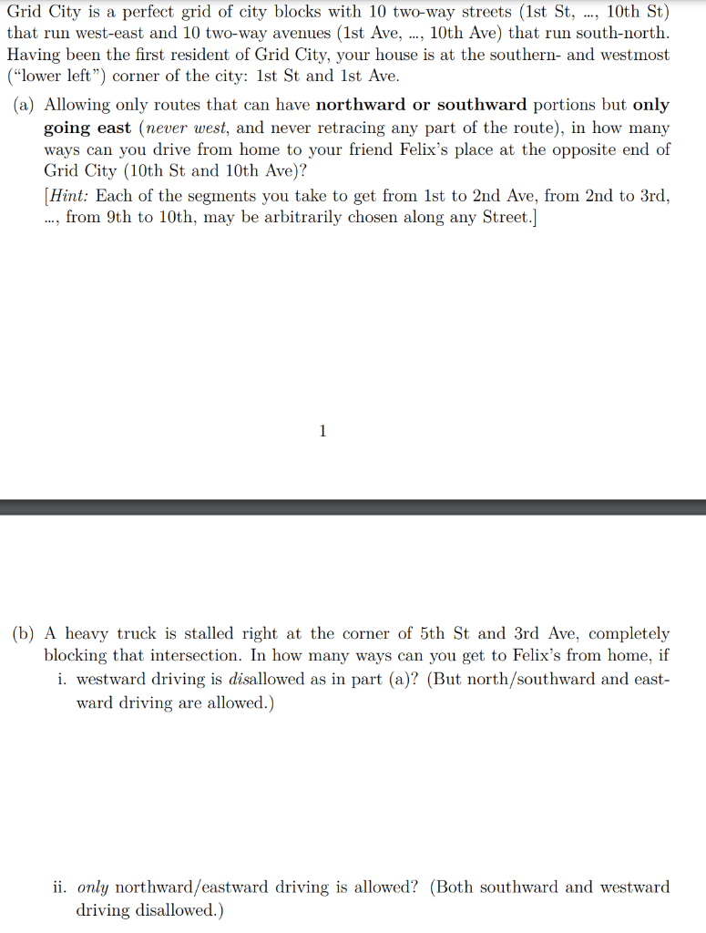 Solved Grid City is a perfect grid of city blocks with 10 | Chegg.com