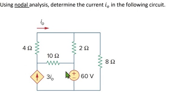 Using nodal analysis, determine the current io in the | Chegg.com