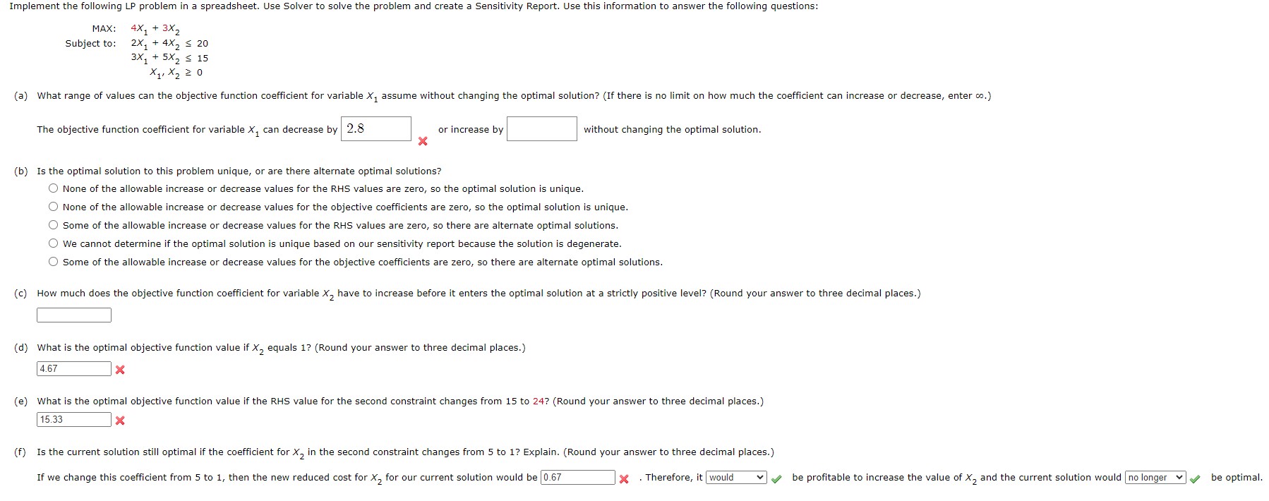 Solved Implement the following LP problem in a spreadsheet. | Chegg.com Solved Implement the following LP problem in a spreadsheet. | Chegg.com