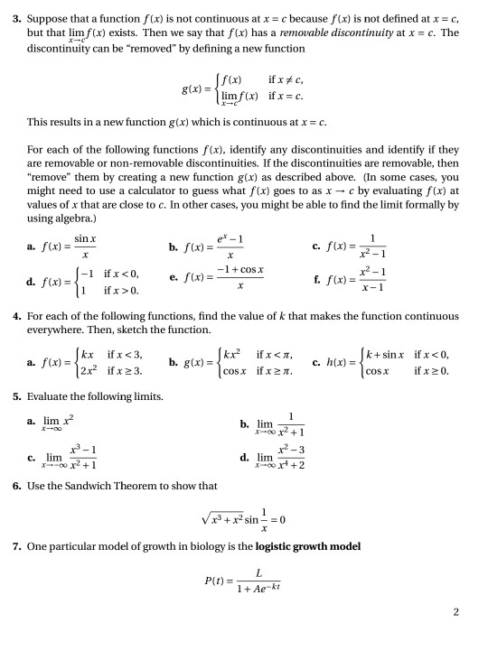 Solved 3 Suppose That A Function Fx Is Not Continuous At 