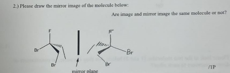 Solved 2.) Please draw the mirror image of the molecule | Chegg.com