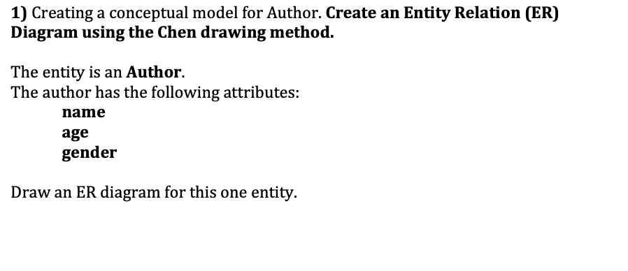 Solved 1) Creating a conceptual model for Author. Create an | Chegg.com