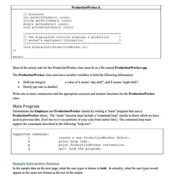 Solved Employee class - provided as "starter code" The | Chegg.com