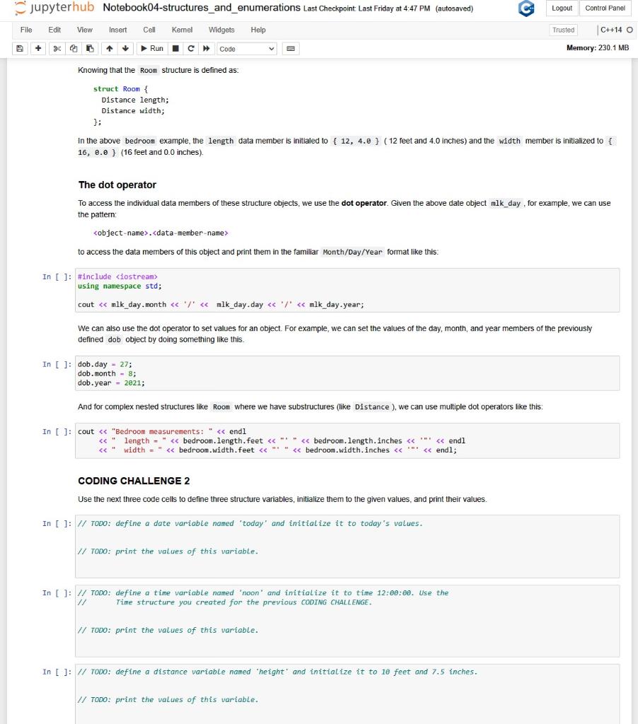 Solved Knowing that the Room structure is defined as: 5truct | Chegg.com