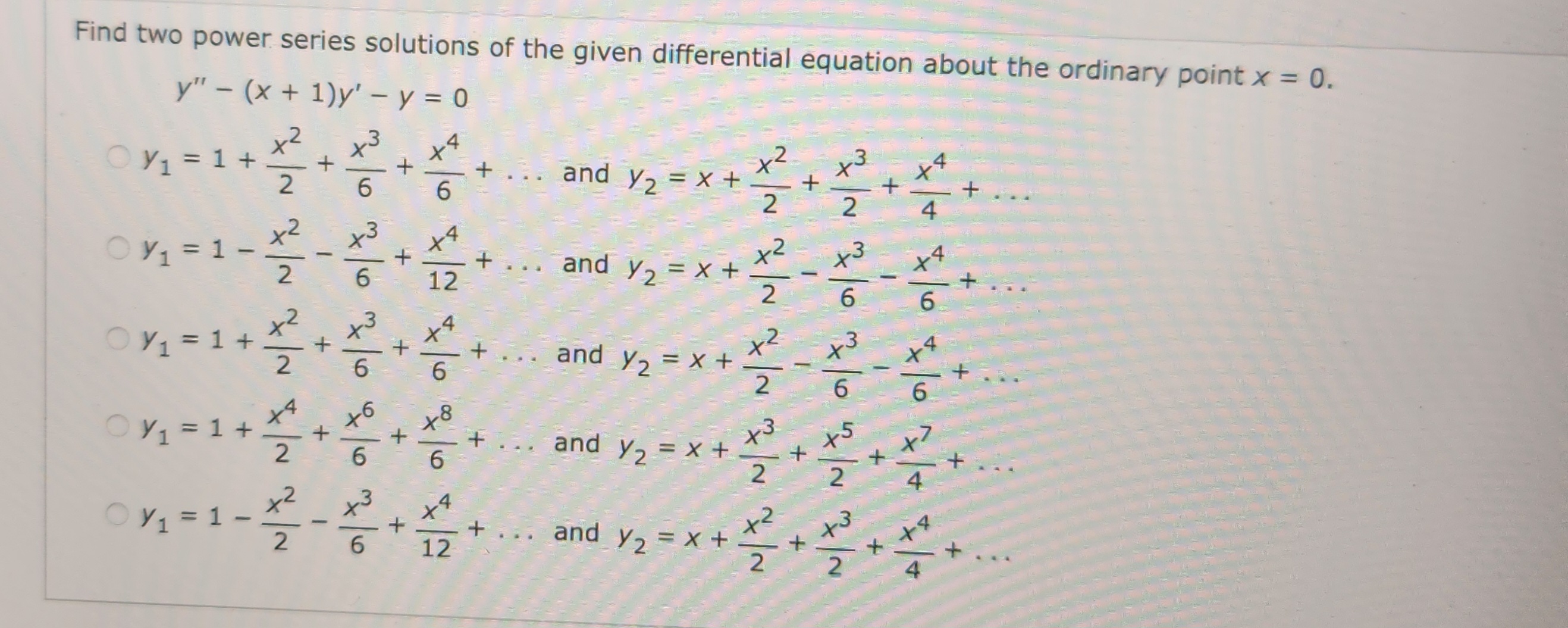 Solved Find two power series solutions of the given | Chegg.com