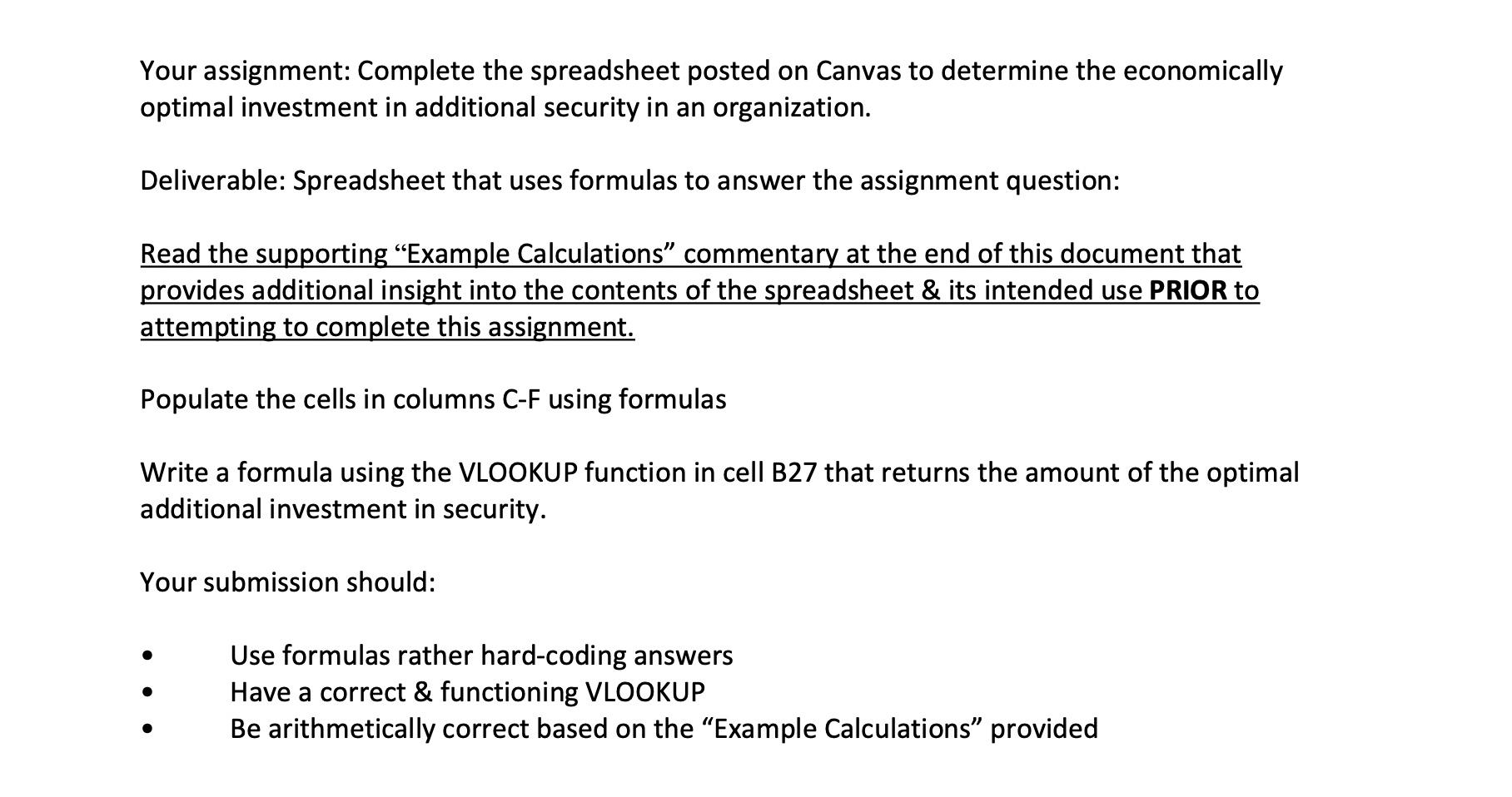 Solved Your assignment: Complete the spreadsheet posted on | Chegg.com