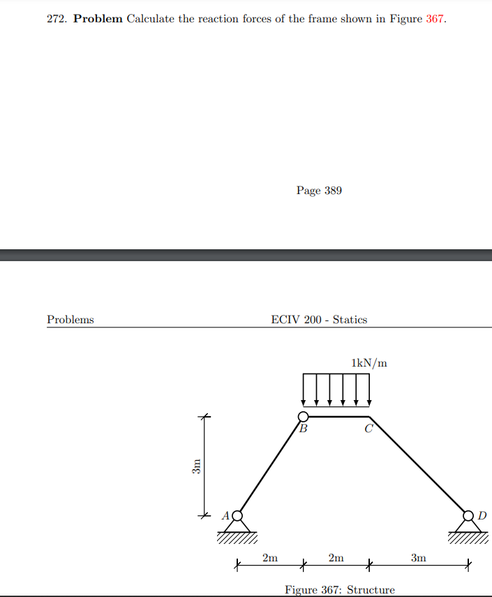 Solved 272. Problem Calculate the reaction forces of the | Chegg.com