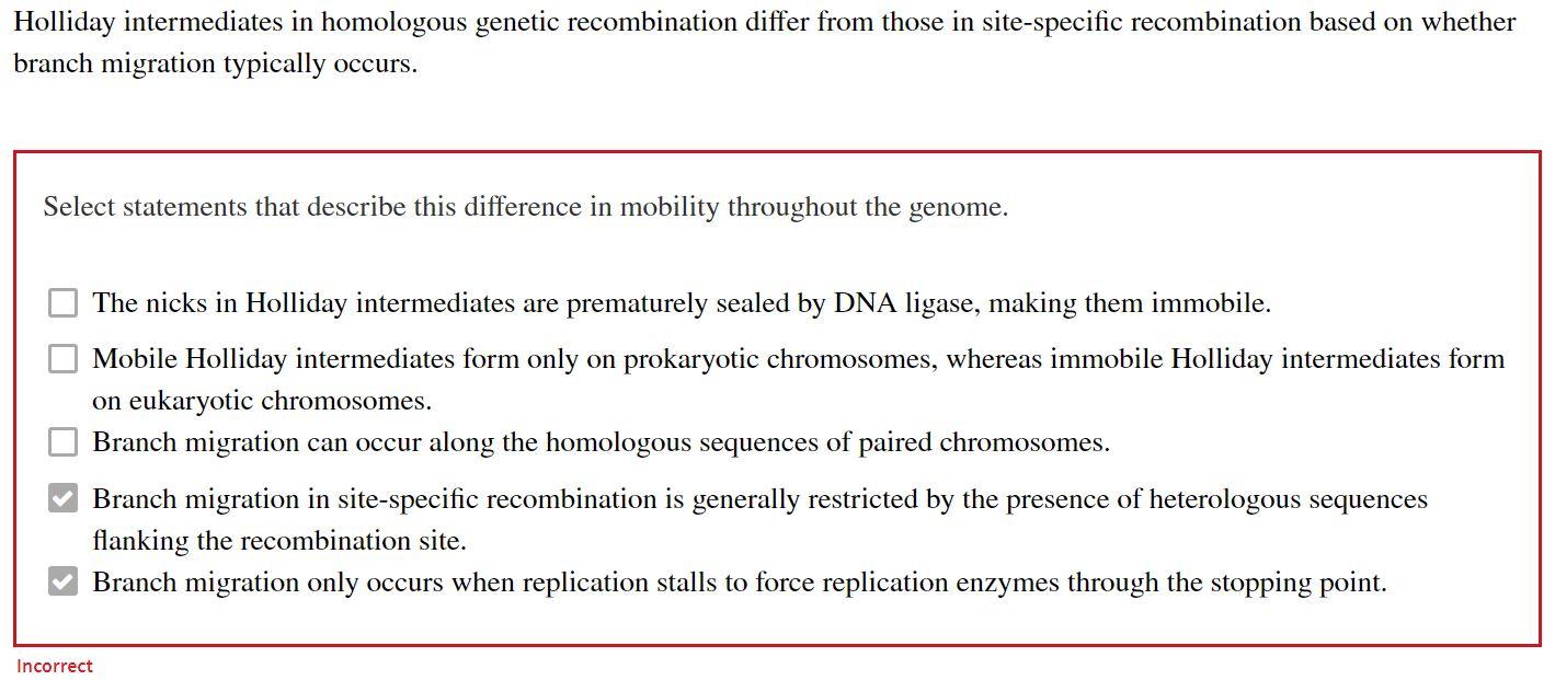 Solved Holliday intermediates in homologous genetic | Chegg.com
