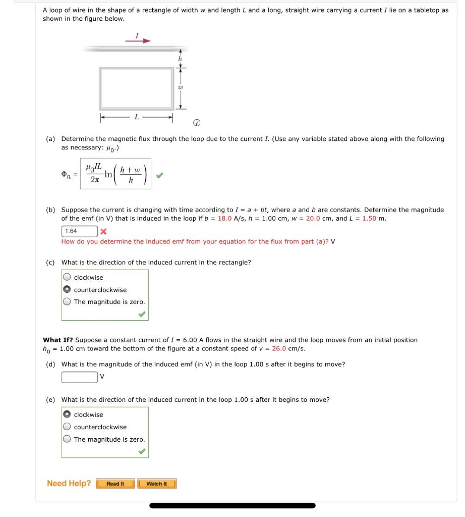 Solved A Loop Of Wire In The Shape Of A Rectangle Of Width W 1960