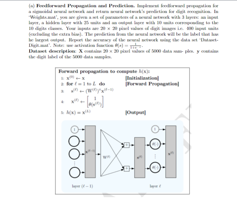 (a) ﻿Feedforward Propagation and Prediction. | Chegg.com