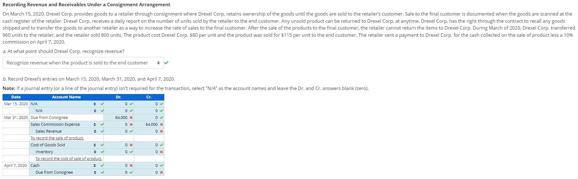 Solved Recording Revenue and Receivables Under a Consignment | Chegg.com