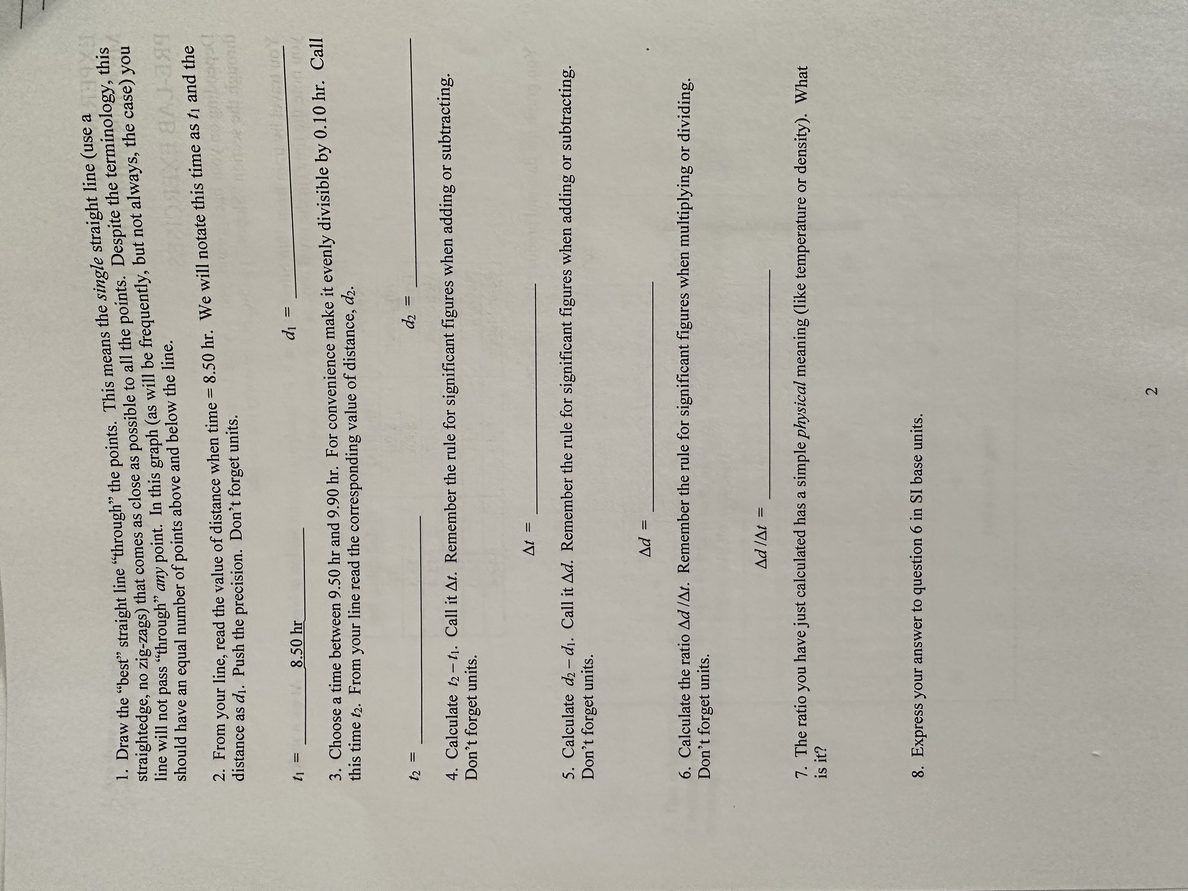 1. Draw the "best" straight line "through" the | Chegg.com