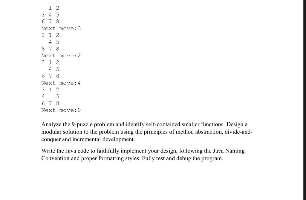 Solved CSCI 1301 Final Project The 9-puzzle (also known as | Chegg.com