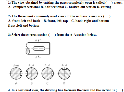 Solved \\ The view obtained by cutting the parts completely | Chegg.com