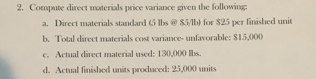 Solved 1. Compute direct materials quantity variance given | Chegg.com