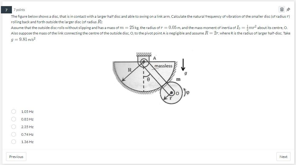 Solved 7 7 points The figure below shows a disc, that is in | Chegg.com