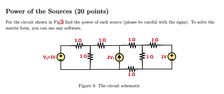 Solved Power of the Sources (20 points) For the circuit | Chegg.com
