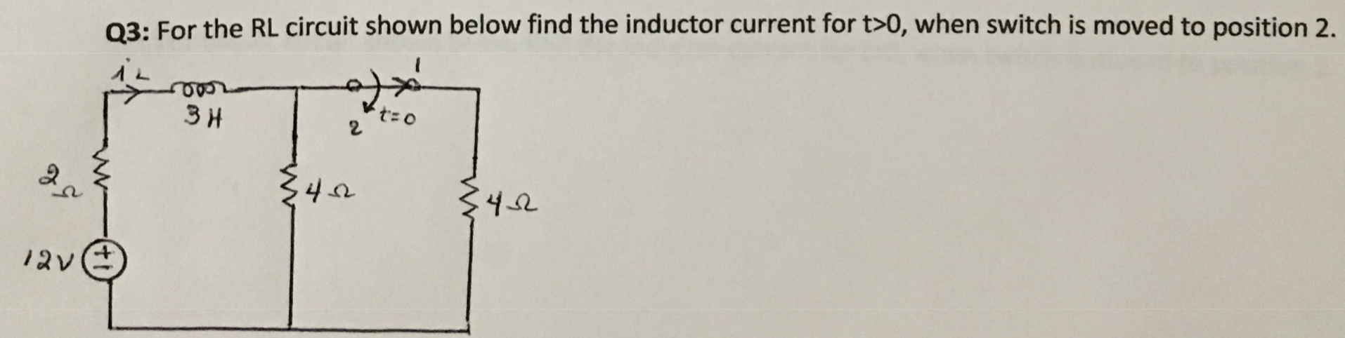 Solved 03: For the RL circuit shown below find the inductor | Chegg.com