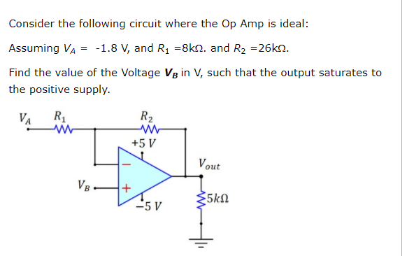 Solved Consider the following circuit where the Op Amp is | Chegg.com