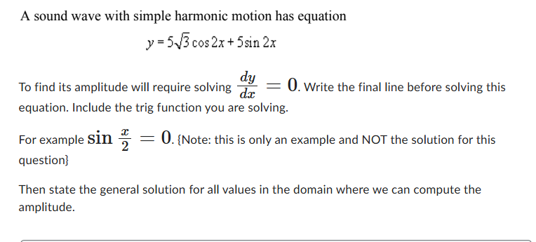Solved A sound wave with simple harmonic motion has | Chegg.com