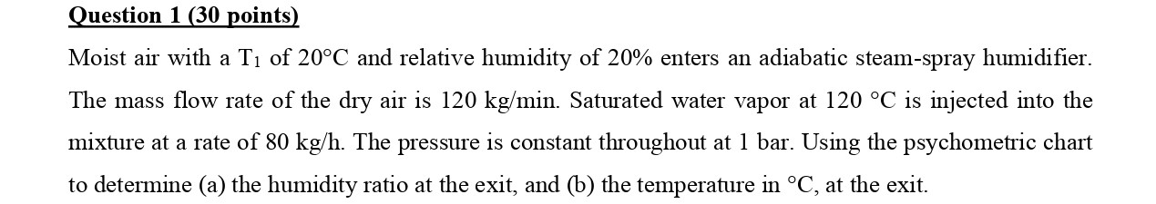 Solved Moist air with a T1 of 20∘C and relative humidity of | Chegg.com