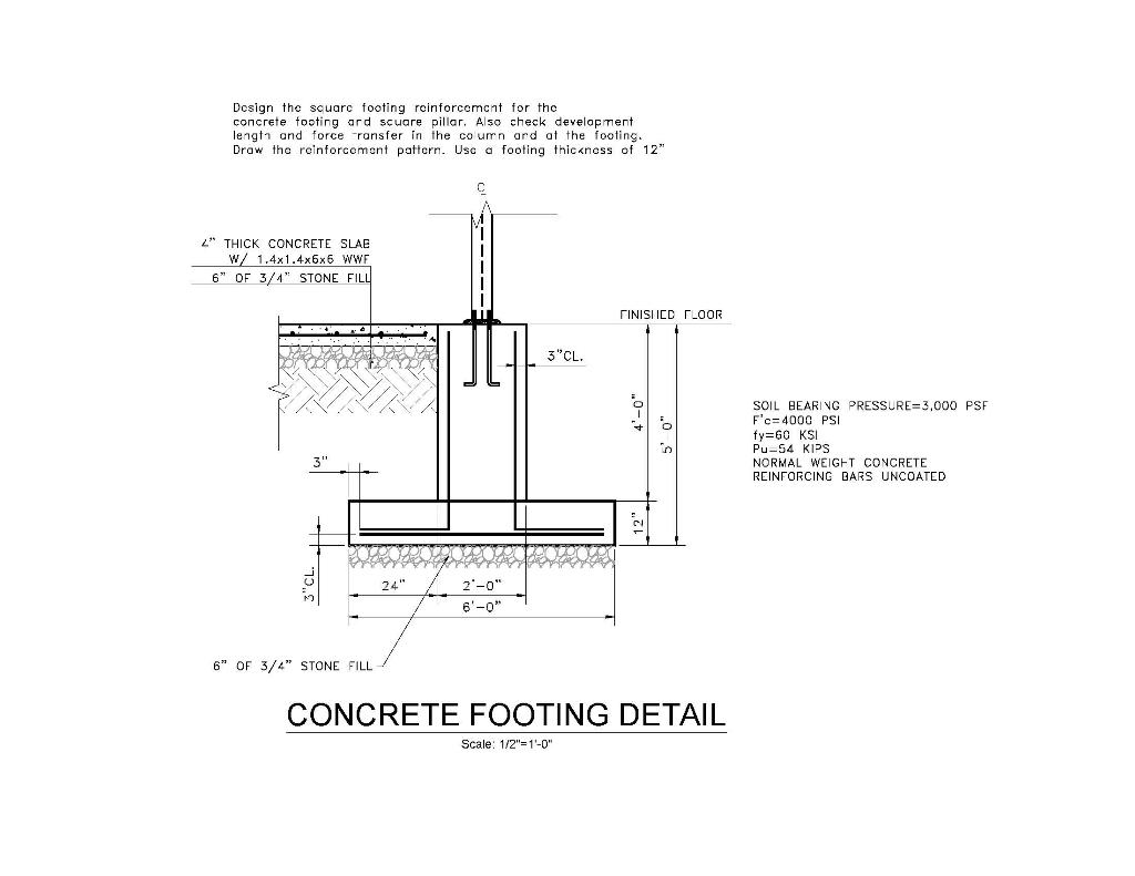 Design the souarc footing reinforcement for the | Chegg.com