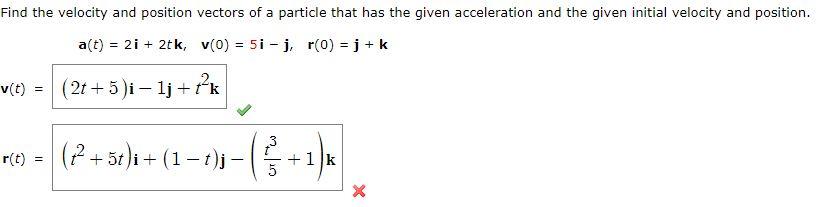 Solved Find the velocity and position vectors of a particle | Chegg.com