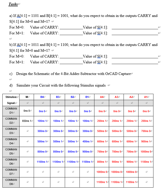 Solved 2. 4 bit adder/subtractor The function of the circuit | Chegg.com
