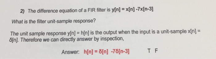 Solved The difference equation of a FIR filter is y[n] = | Chegg.com