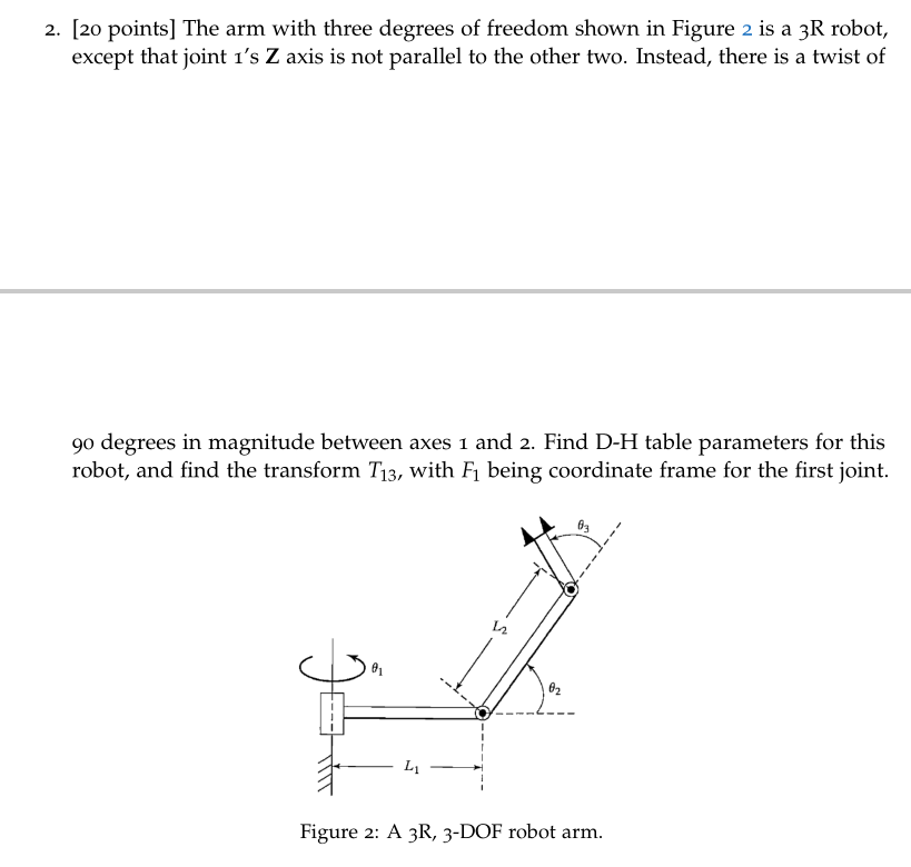 Solved 2. (20 points) The arm with three degrees of freedom | Chegg.com