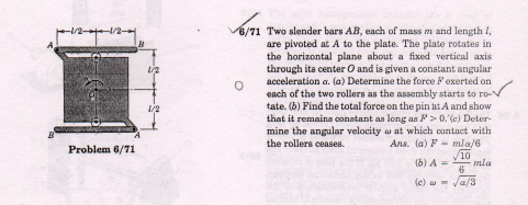 Solved 6/71 Two slender bars AB, each of mass m and length | Chegg.com