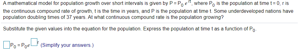 Solved A mathematical model for population growth over short | Chegg.com
