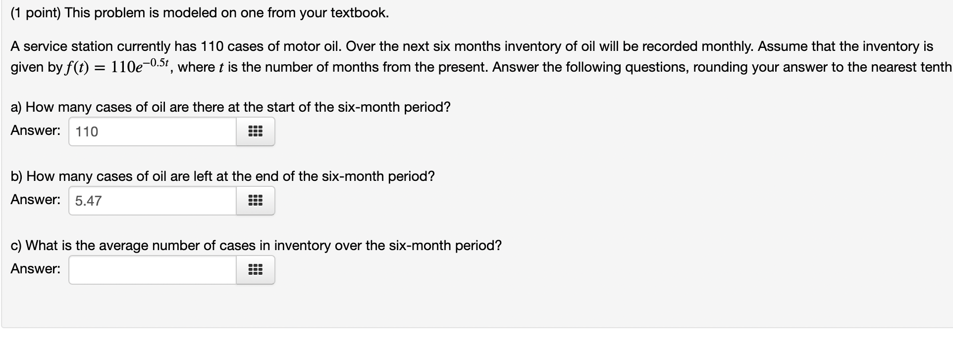 Solved (1 point) This problem is modeled on one from your | Chegg.com