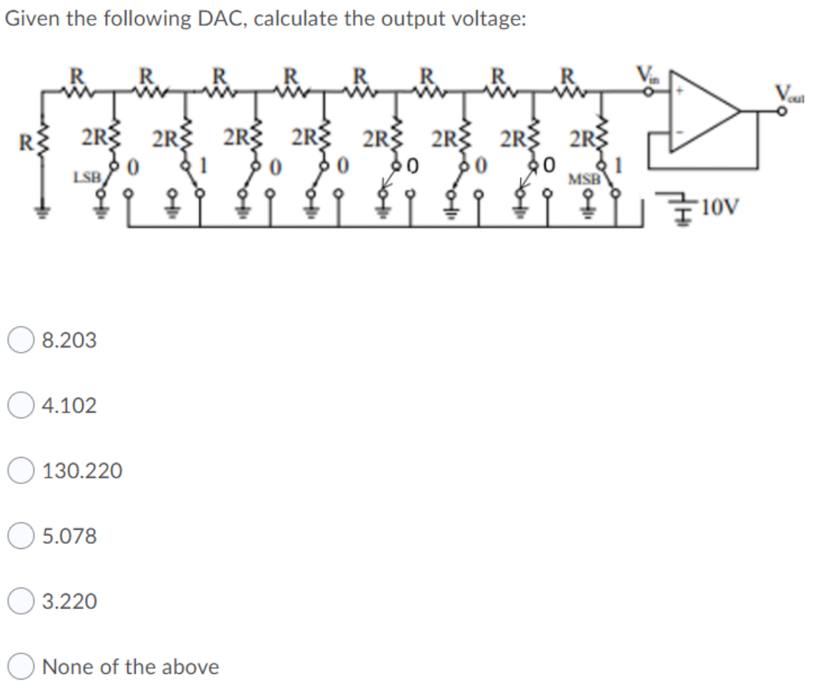 Solved Given the following DAC, calculate the output | Chegg.com