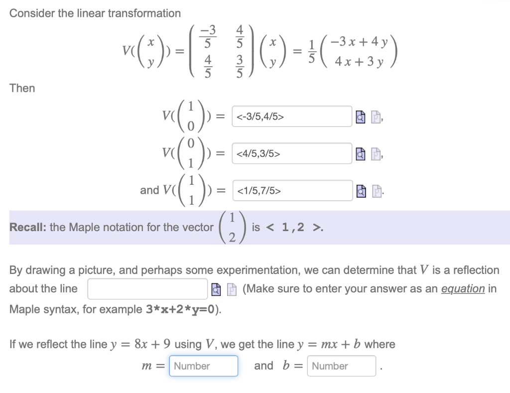 Solved Consider the linear transformation 5 5 x Then | Chegg.com