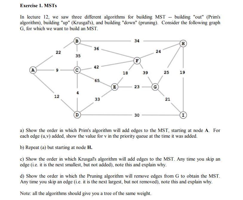 In Lecture 12 We Saw Three Different Algorithms For 9404