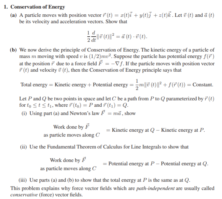 Solved 1. Conservation of Energy (a) A particle moves with | Chegg.com