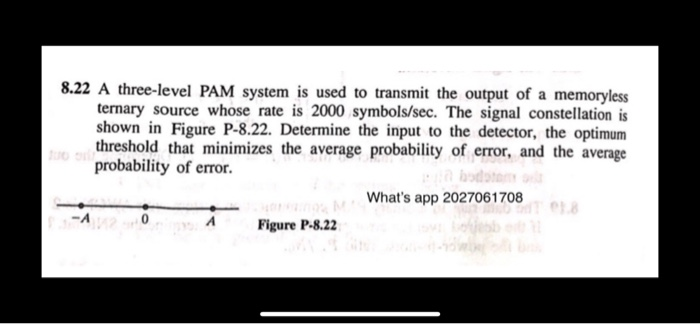 8.22 A three-level PAM system is used to transmit the | Chegg.com