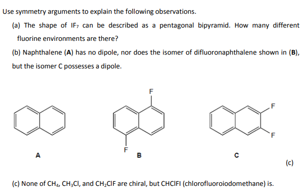 Solved Use symmetry arguments to explain the following | Chegg.com