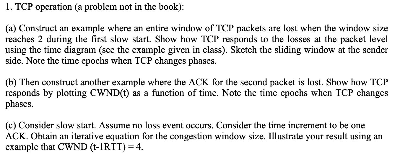 1. TCP operation (a problem not in the book): (a) | Chegg.com