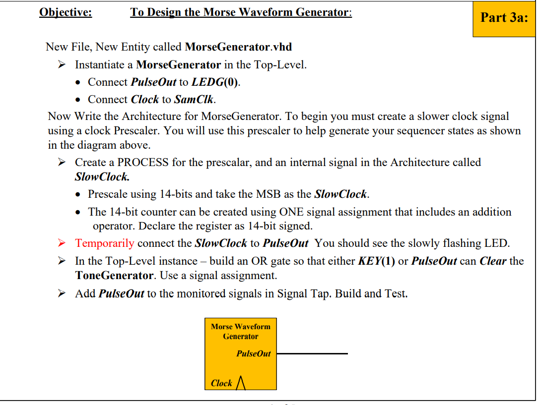 Objective: To Design the Morse Waveform Generator: | Chegg.com
