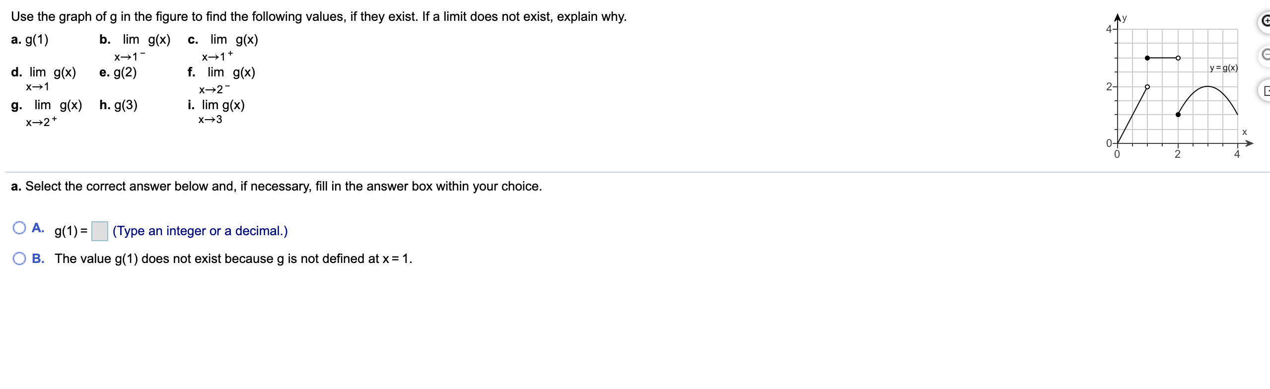 Use the graph of g in the figure to find the | Chegg.com