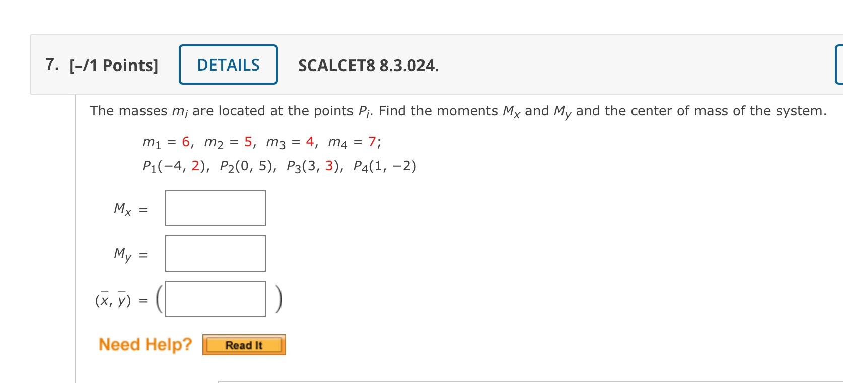 Solved The masses mi are located at the points Pi. Find the | Chegg.com