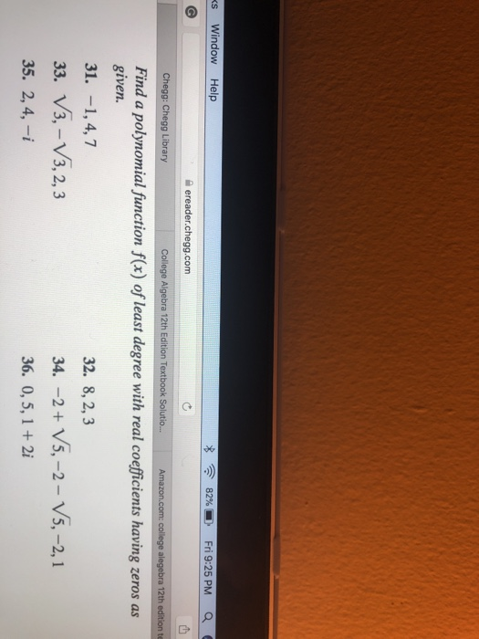 Solved s Window Help , 82% !" Fri 9:25 PM ereader.chegg.com | Chegg.com