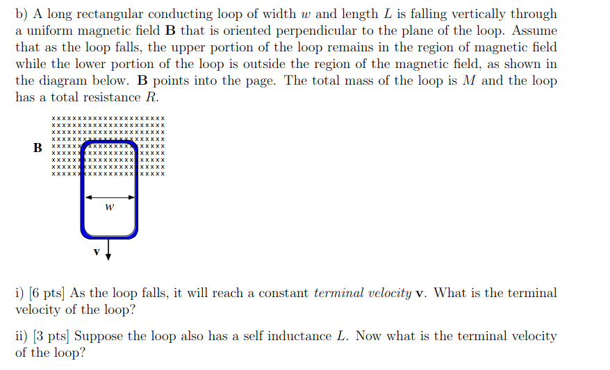 Solved b) A long rectangular conducting loop of width w and | Chegg.com