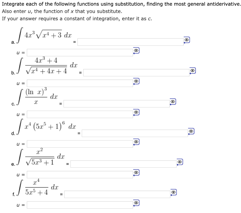 Solved Integrate Each Of The Following Functions Using