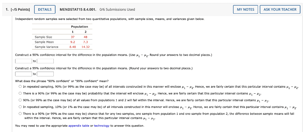 Solved Construct a 90% confidence interval for the | Chegg.com