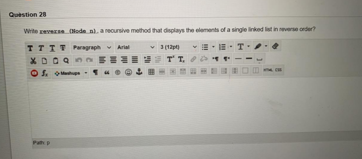 Solved Question 28 Write reverse_(Node n), a recursive | Chegg.com